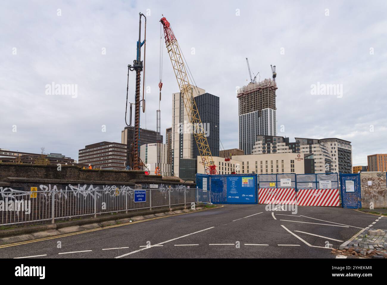 HS2 construction site on New Canal Street in Digbeth, Birmingham, UK ...