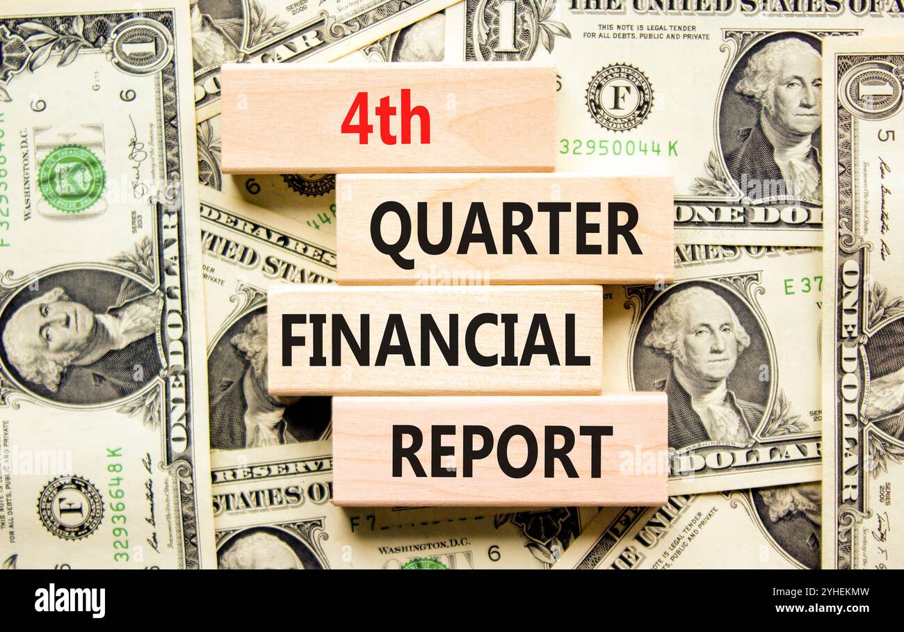 4th quarter financial report symbol. Concept words 4th quarter ...