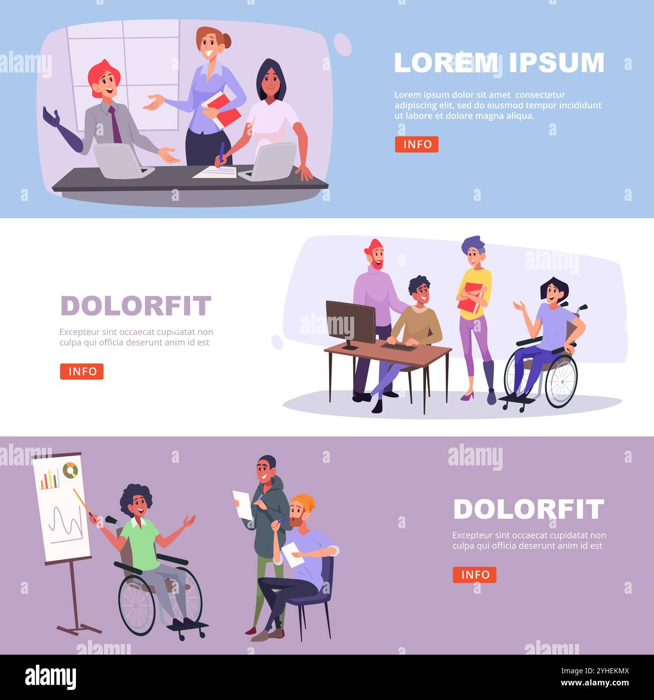 inclusivity office. disability workers dialogue in room Stock Vector ...