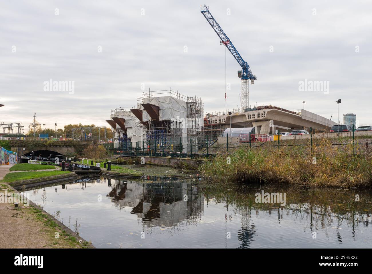 Elevated HS2 track ready to straddle the Digbeth Branch canal at Curzon ...