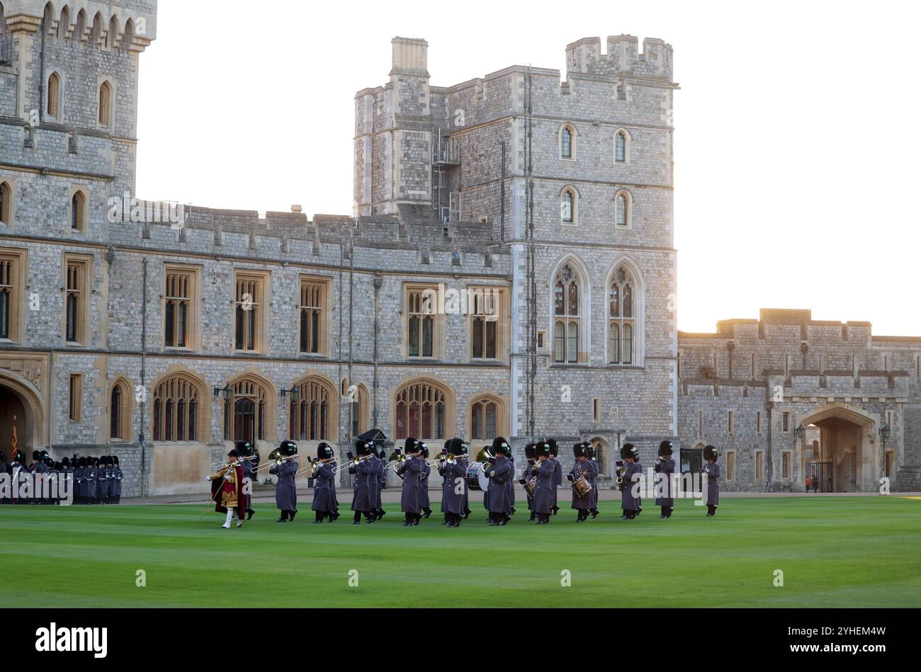 The Regimental Band of the Welsh Guards, ahead of an inspection by King ...