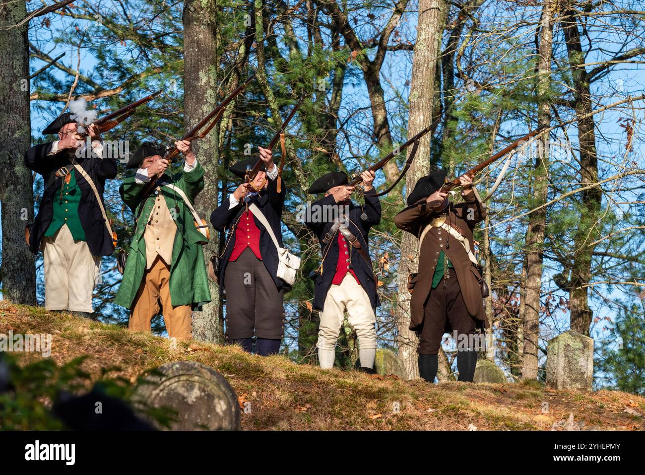Concord Minute Men firing their muskets at the conclusion of Concord's ...