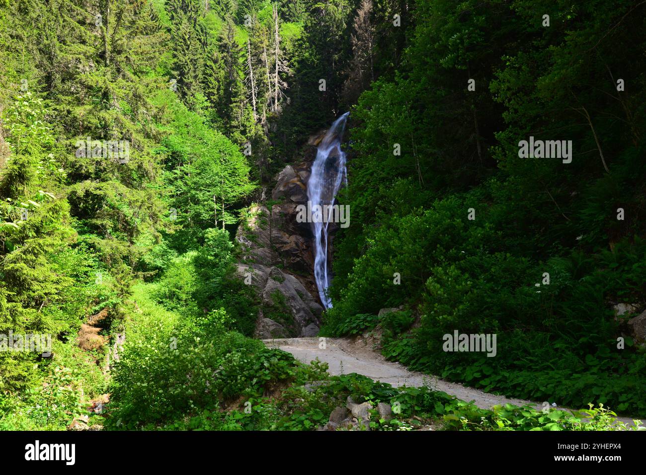 A view from Hostavatal Waterfall in Ikizdere, Rize, Turkey Stock Photo ...