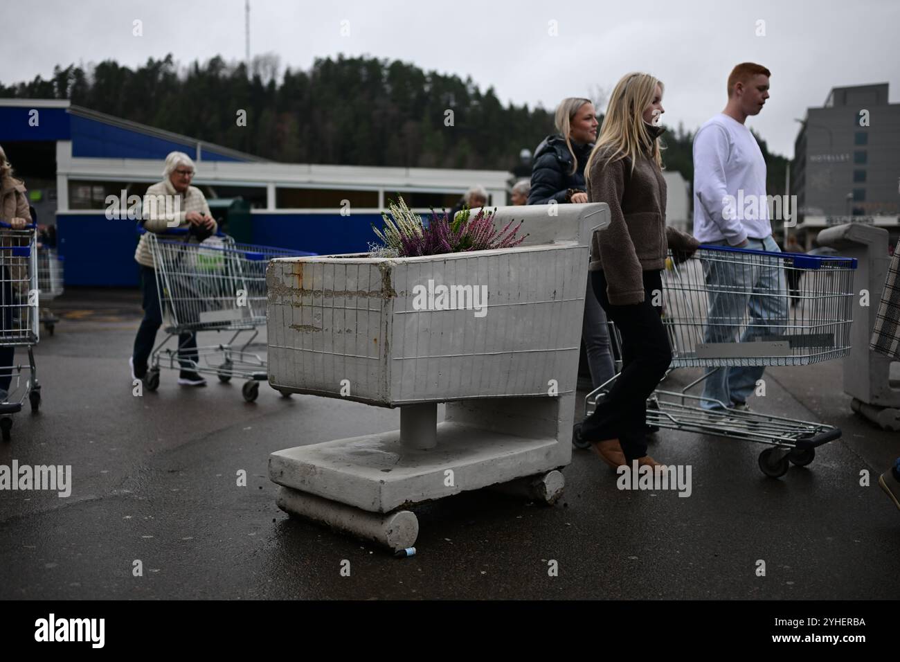 Ullared, Halland, Sweden. November 11 2024. Customers outside of Gekås ...