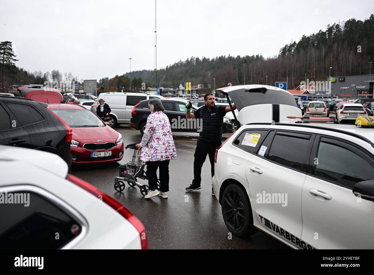 Ullared, Halland, Sweden. November 11 2024. Customers outside of Gekås ...