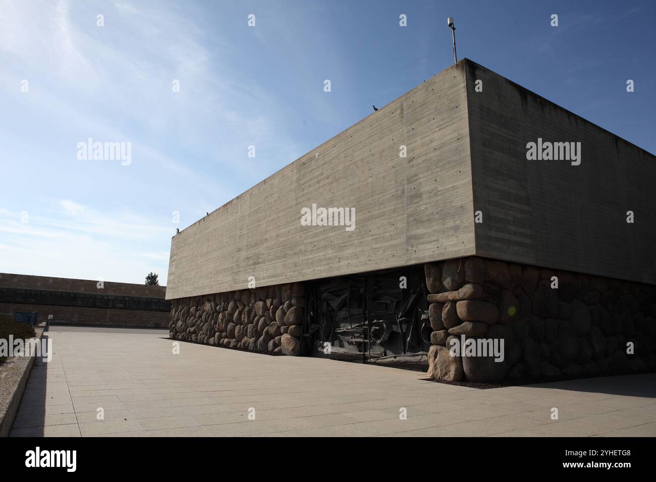 Ohel Yizkor or Hall of Remembrance made of concrete & granite stone the ...