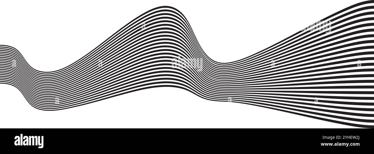 Black and white wavy lines creating a dynamic pattern. Vector ...