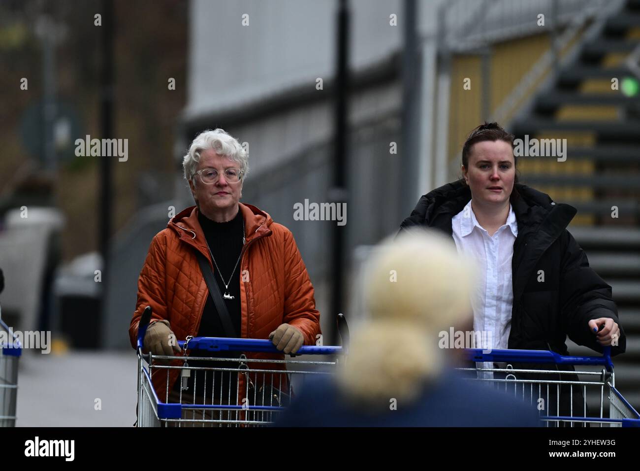 Ullared, Halland, Sweden. November 11 2024. Customers outside of Gekås ...