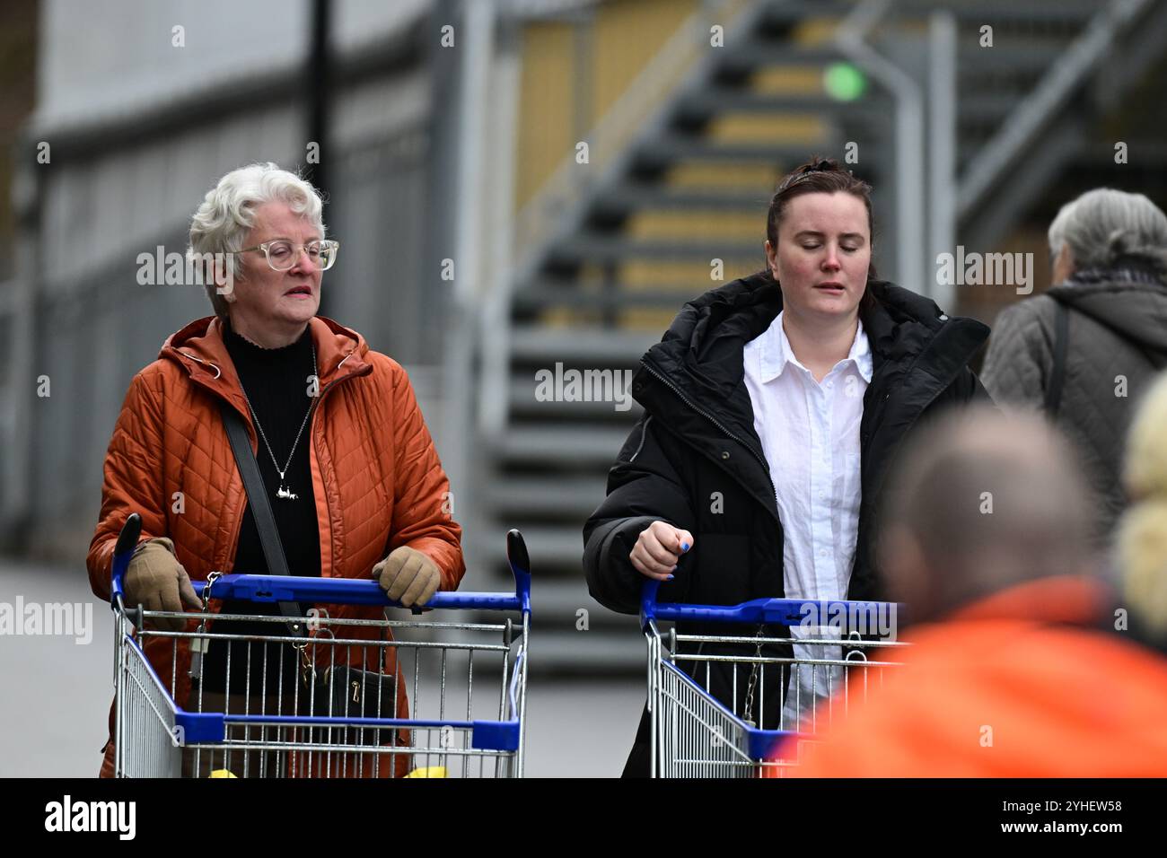 Ullared, Halland, Sweden. November 11 2024. Customers outside of Gekås ...