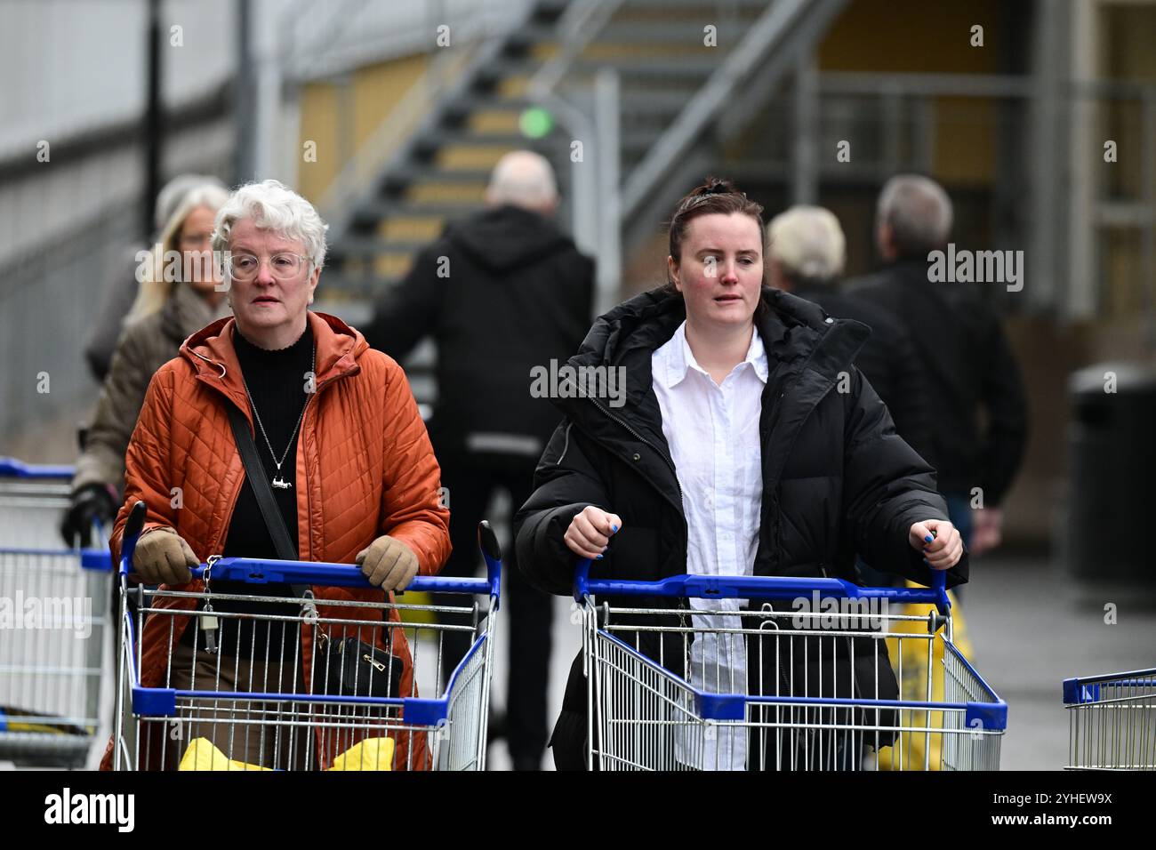 Ullared, Halland, Sweden. November 11 2024. Customers outside of Gekås ...