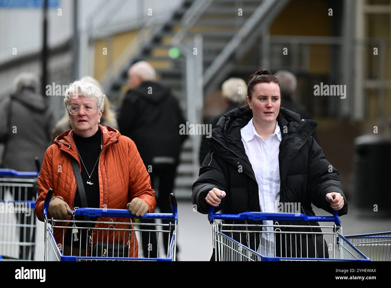 Ullared, Halland, Sweden. November 11 2024. Customers outside of Gekås ...
