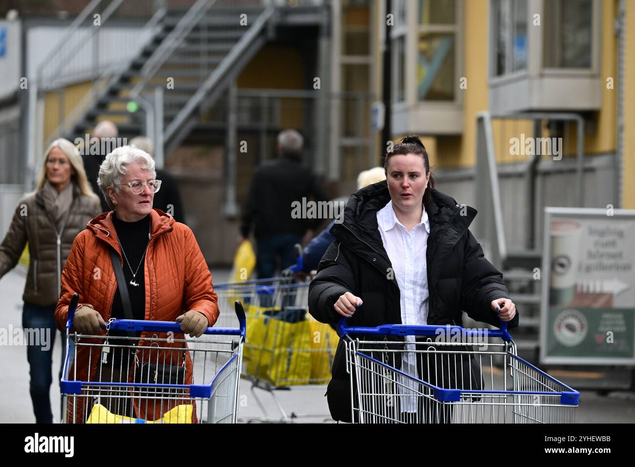Ullared, Halland, Sweden. November 11 2024. Customers outside of Gekås ...