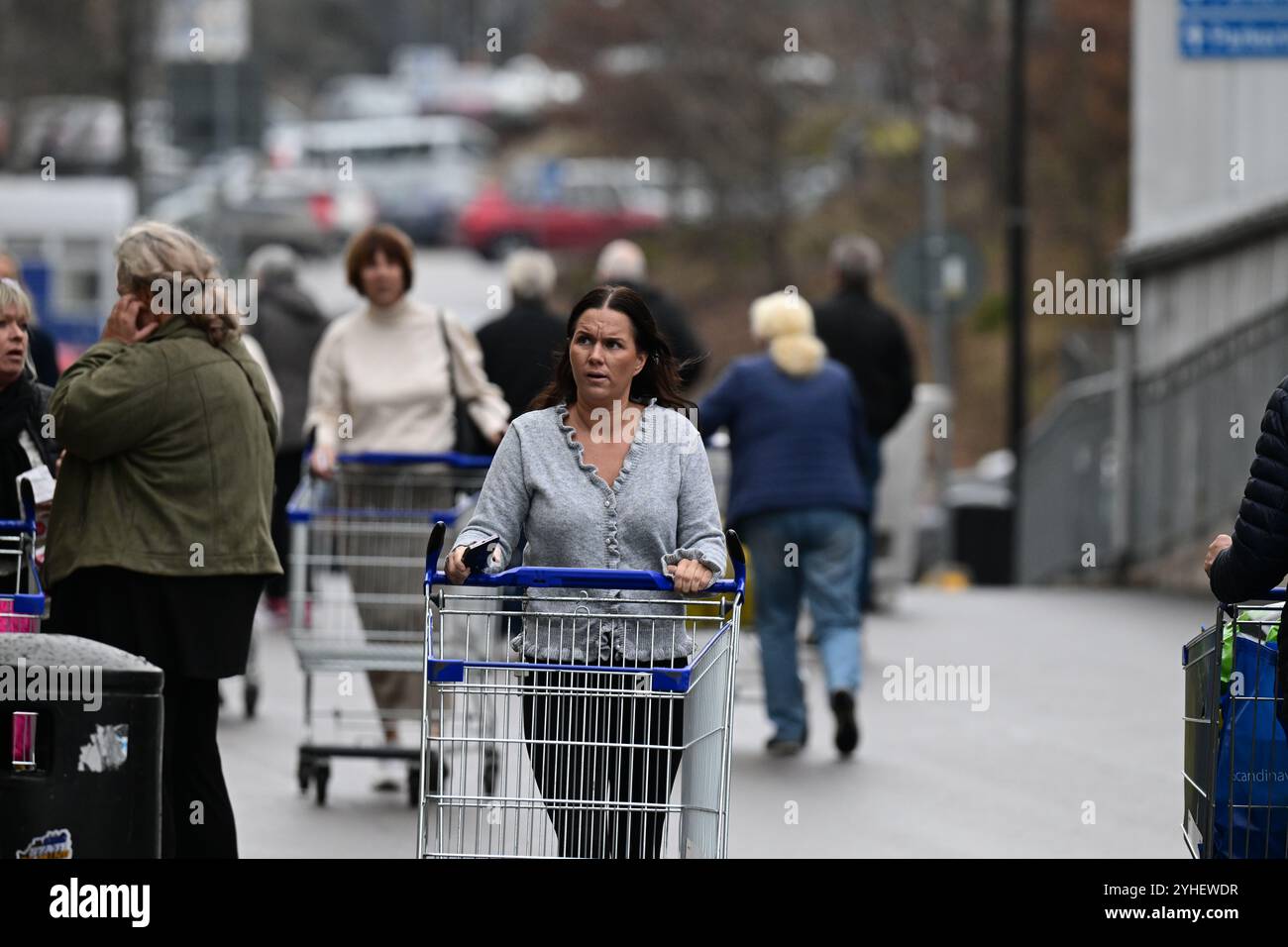 Ullared, Halland, Sweden. November 11 2024. Customers outside of Gekås ...