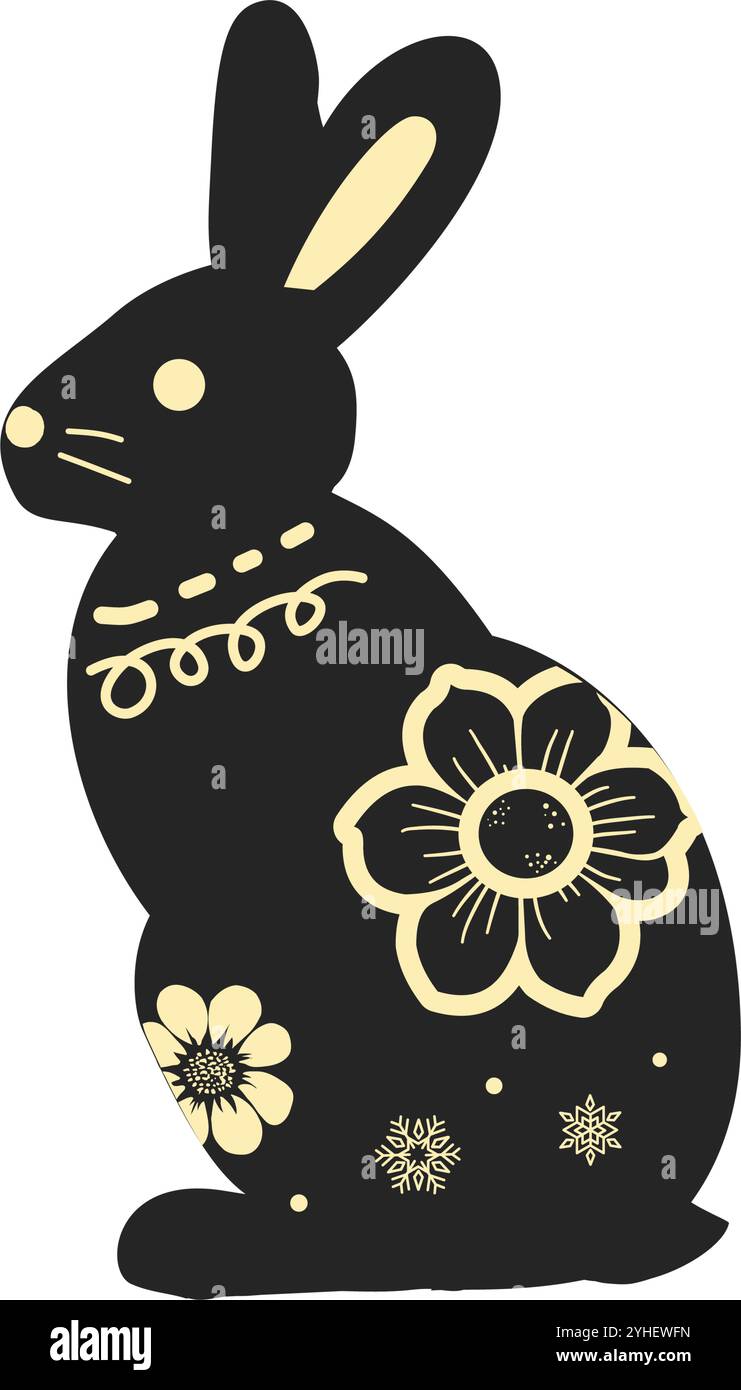 Christmas rabbit folk pattern vector illustration Stock Vector Image ...