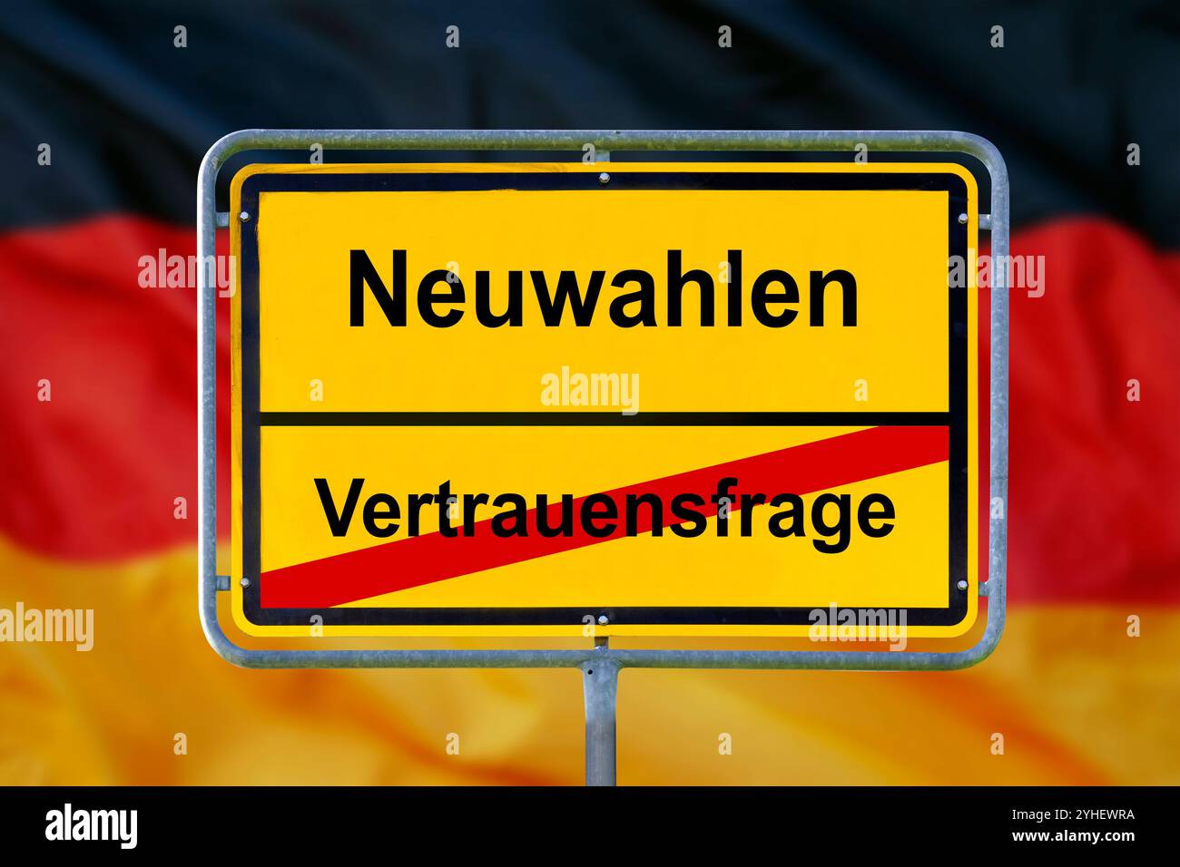 Neuwahlen nach Vertrauensfrage Ein Ortsschild steht über der ...