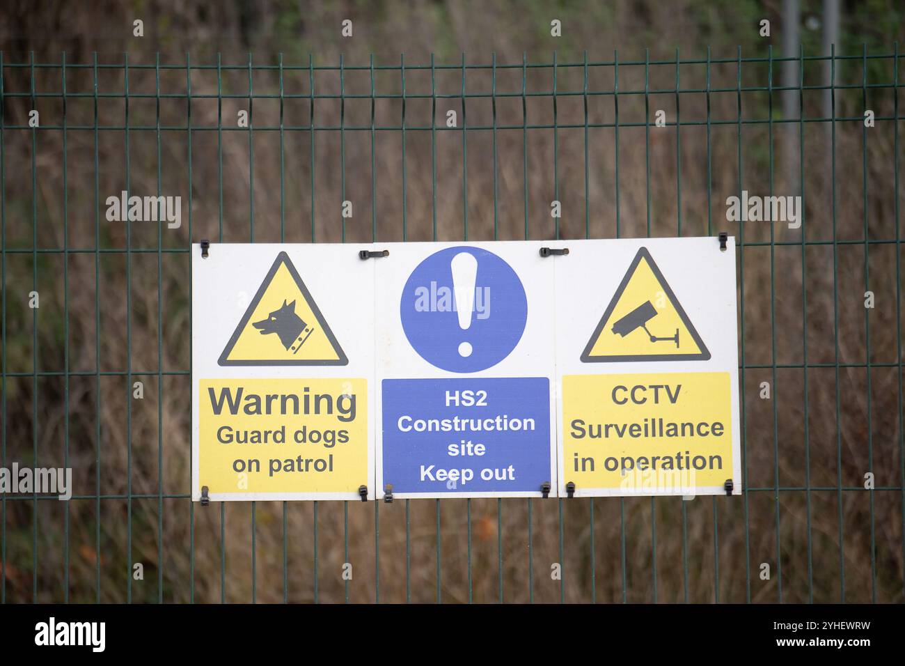 Wendover, UK. 11th November, 2024. A notice on the fence of an HS2 site ...