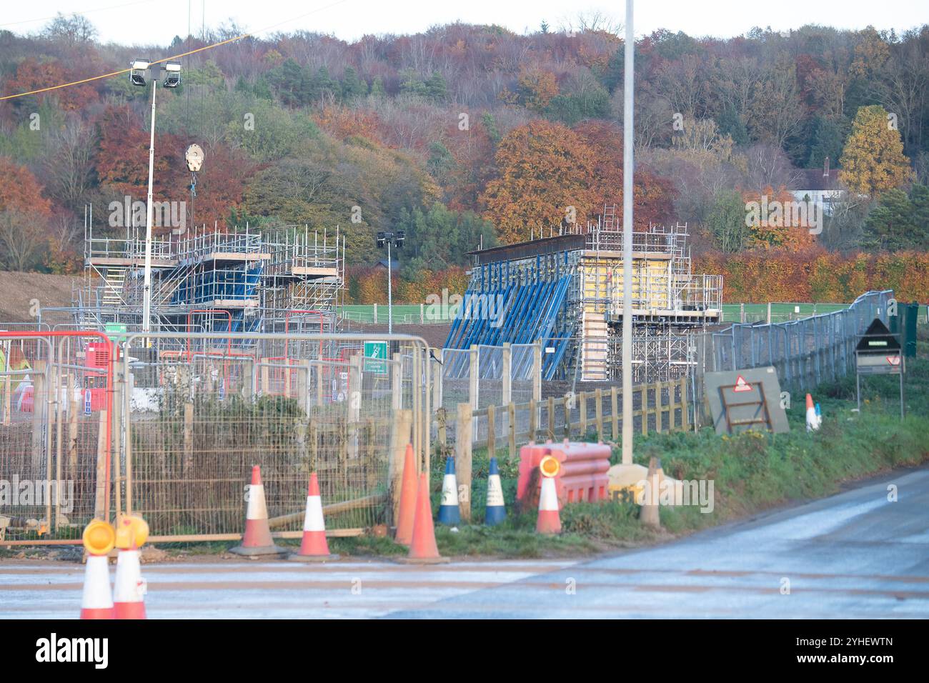Wendover, UK. 11th November, 2024. HS2 works on the Rocky Lane ...