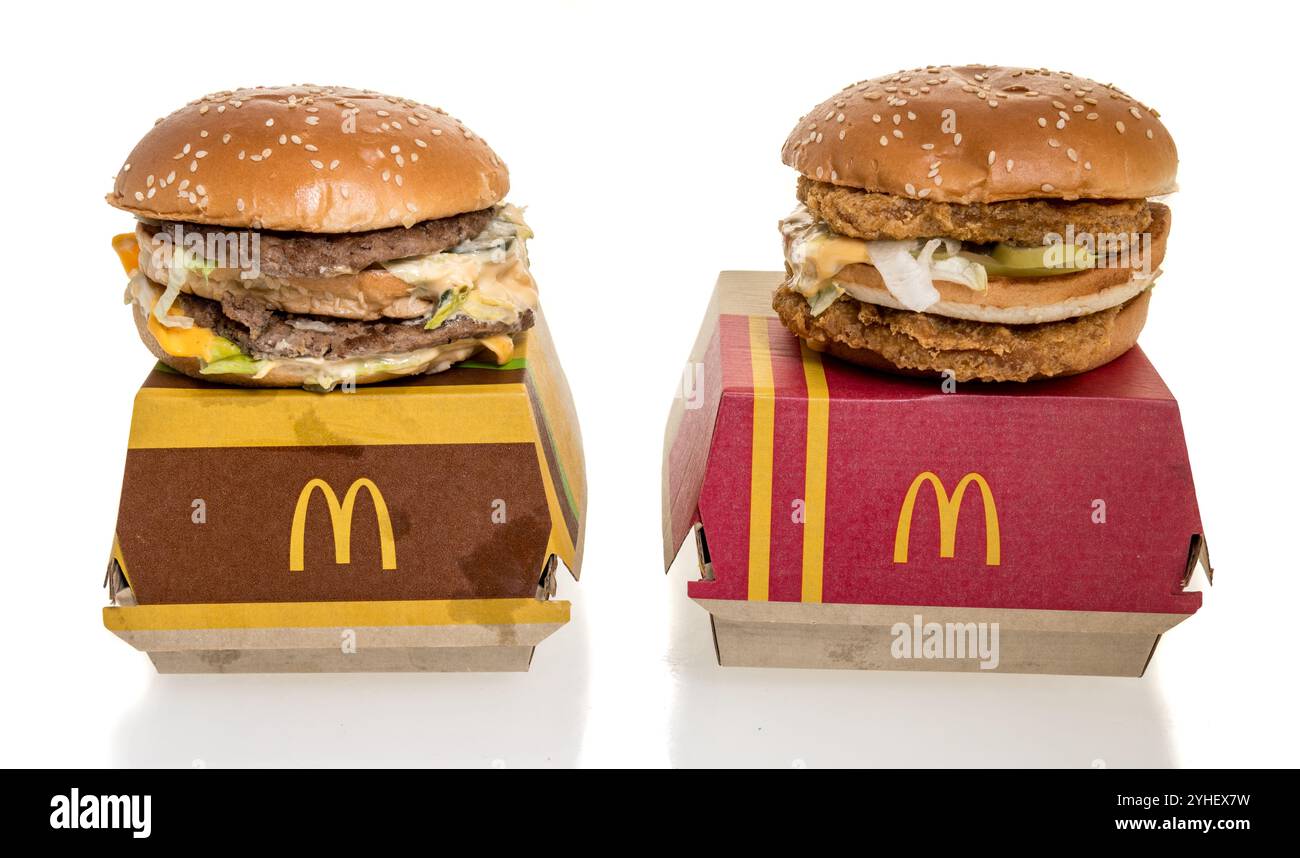 Winneconne, WI - 10 November 2024: A package of chicken big mac next to ...