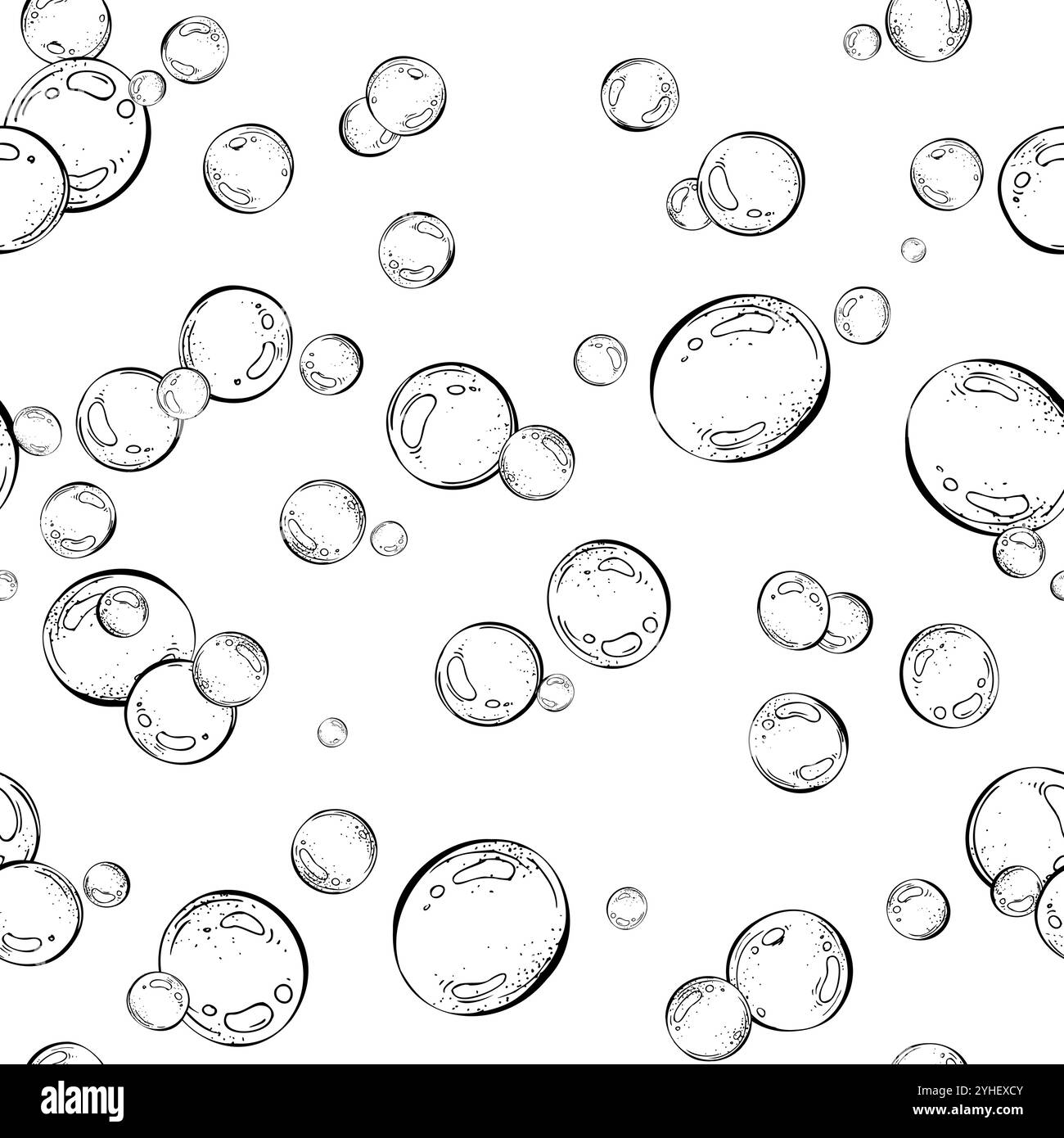 Blue water bubbles of different sizes and tones in a chaotic order ...