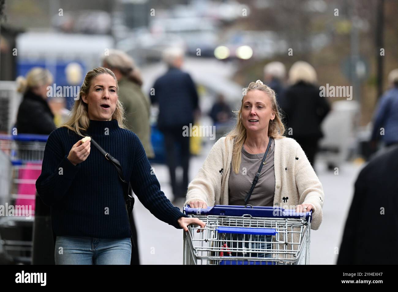 Ullared, Halland, Sweden. November 11 2024. Customers outside of Gekås ...