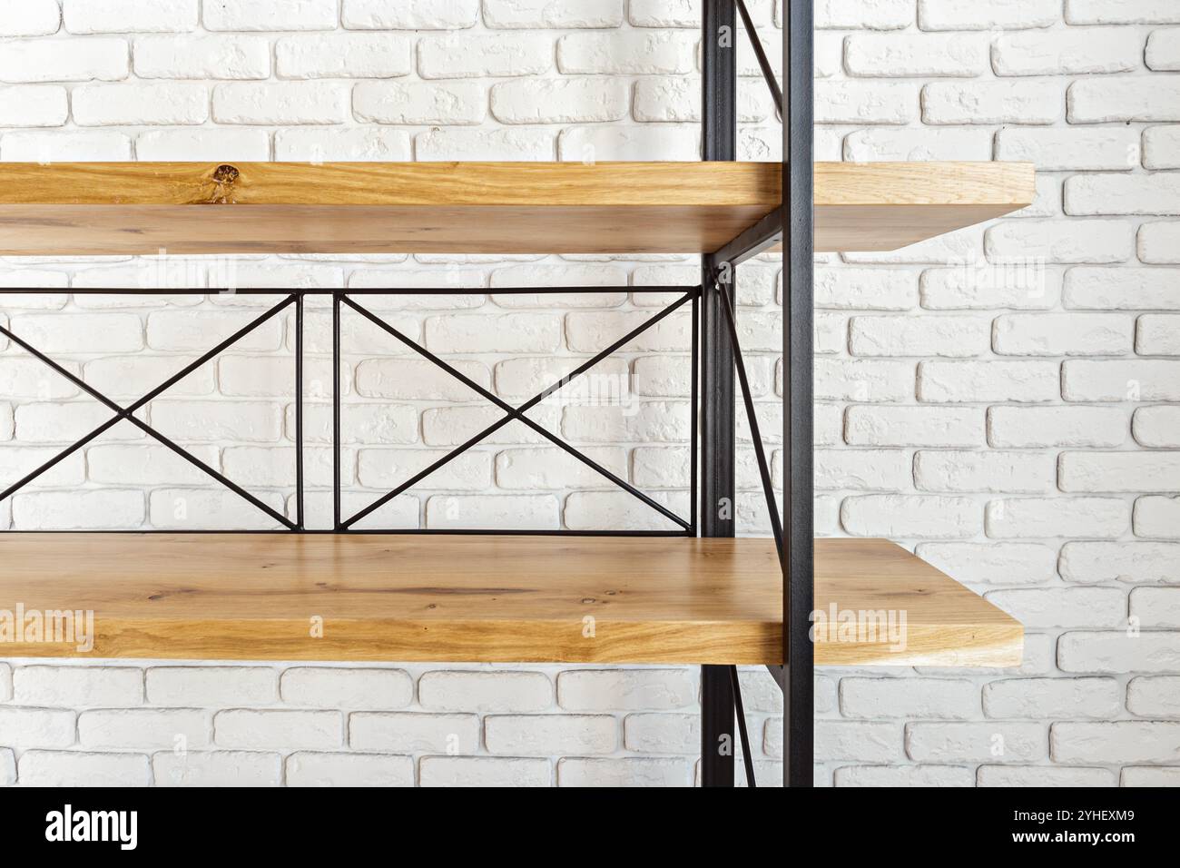 modern wooden rack in the loft interior Stock Photo - Alamy