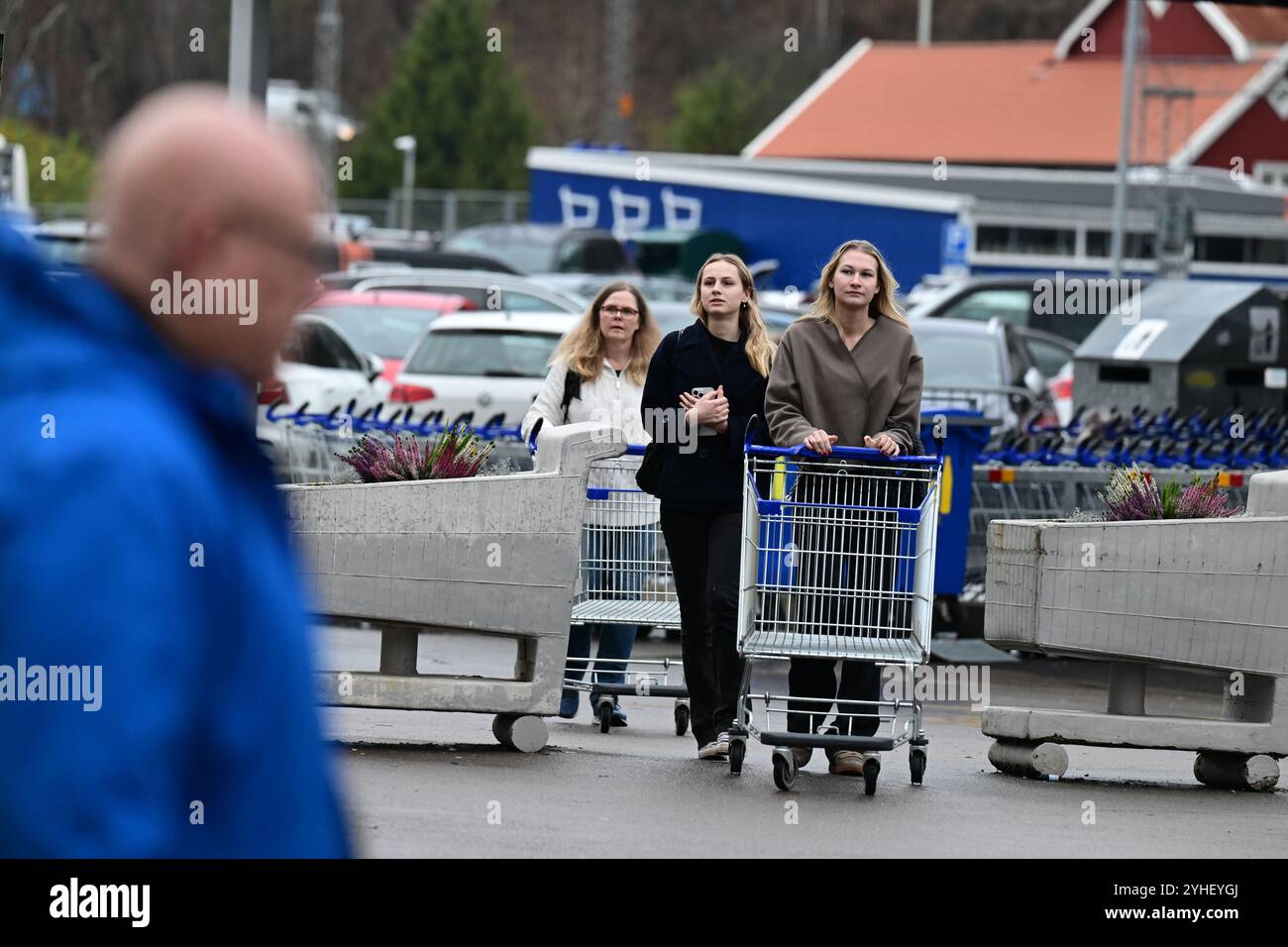 Ullared, Halland, Sweden. November 11 2024. Customers outside of Gekås ...