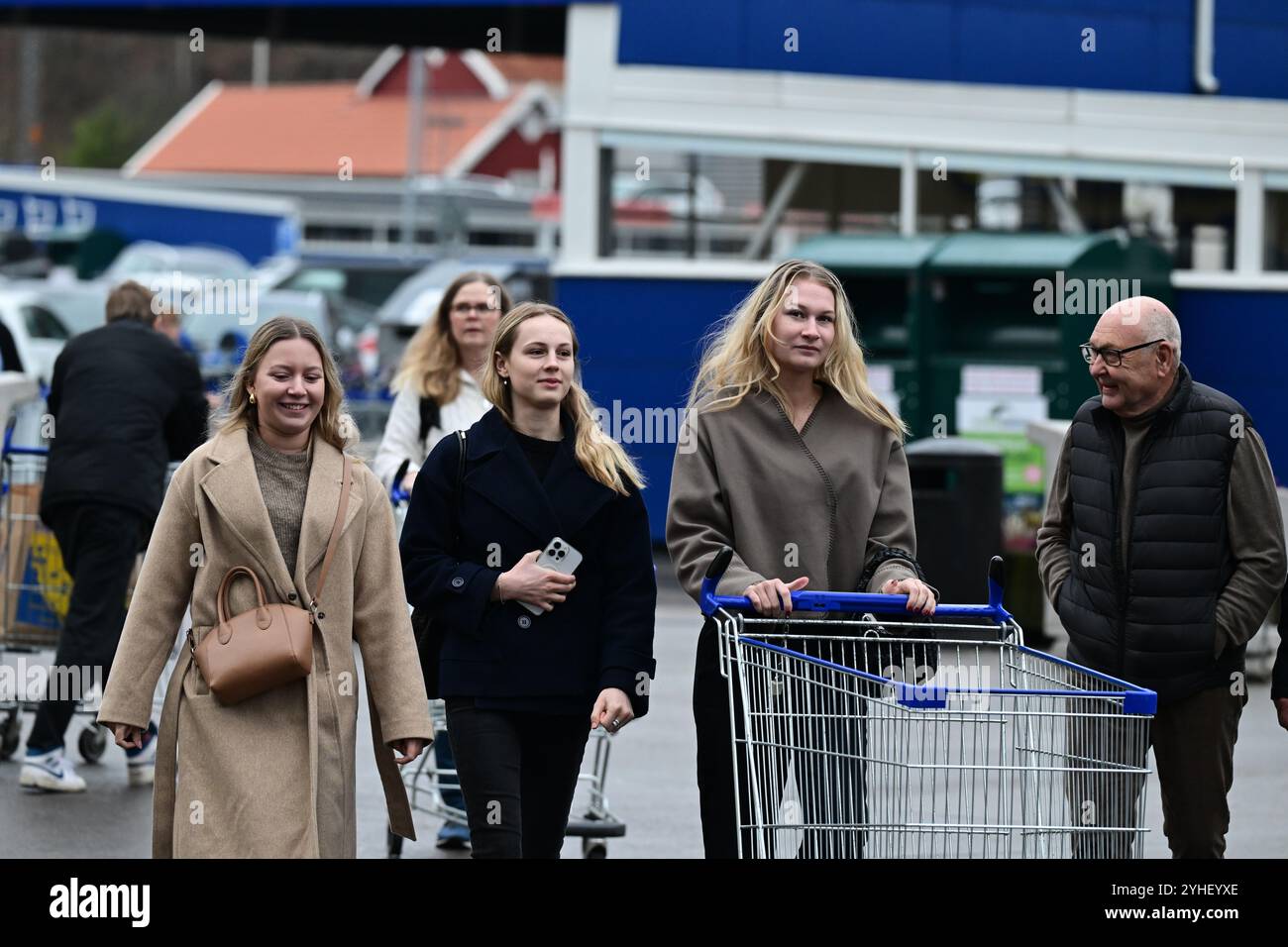 Ullared, Halland, Sweden. November 11 2024. Customers outside of Gekås ...