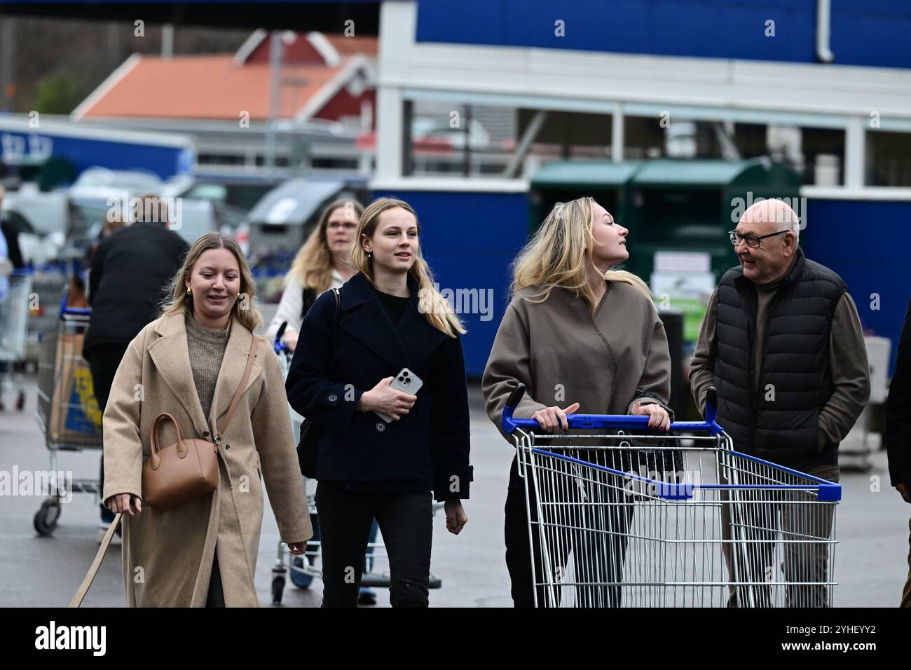 Ullared, Halland, Sweden. November 11 2024. Customers outside of Gekås ...