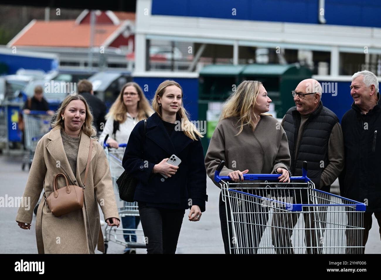 Ullared, Halland, Sweden. November 11 2024. Customers outside of Gekås ...
