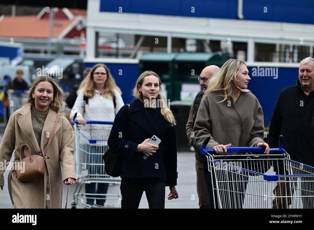 Ullared, Halland, Sweden. November 11 2024. Customers outside of Gekås ...