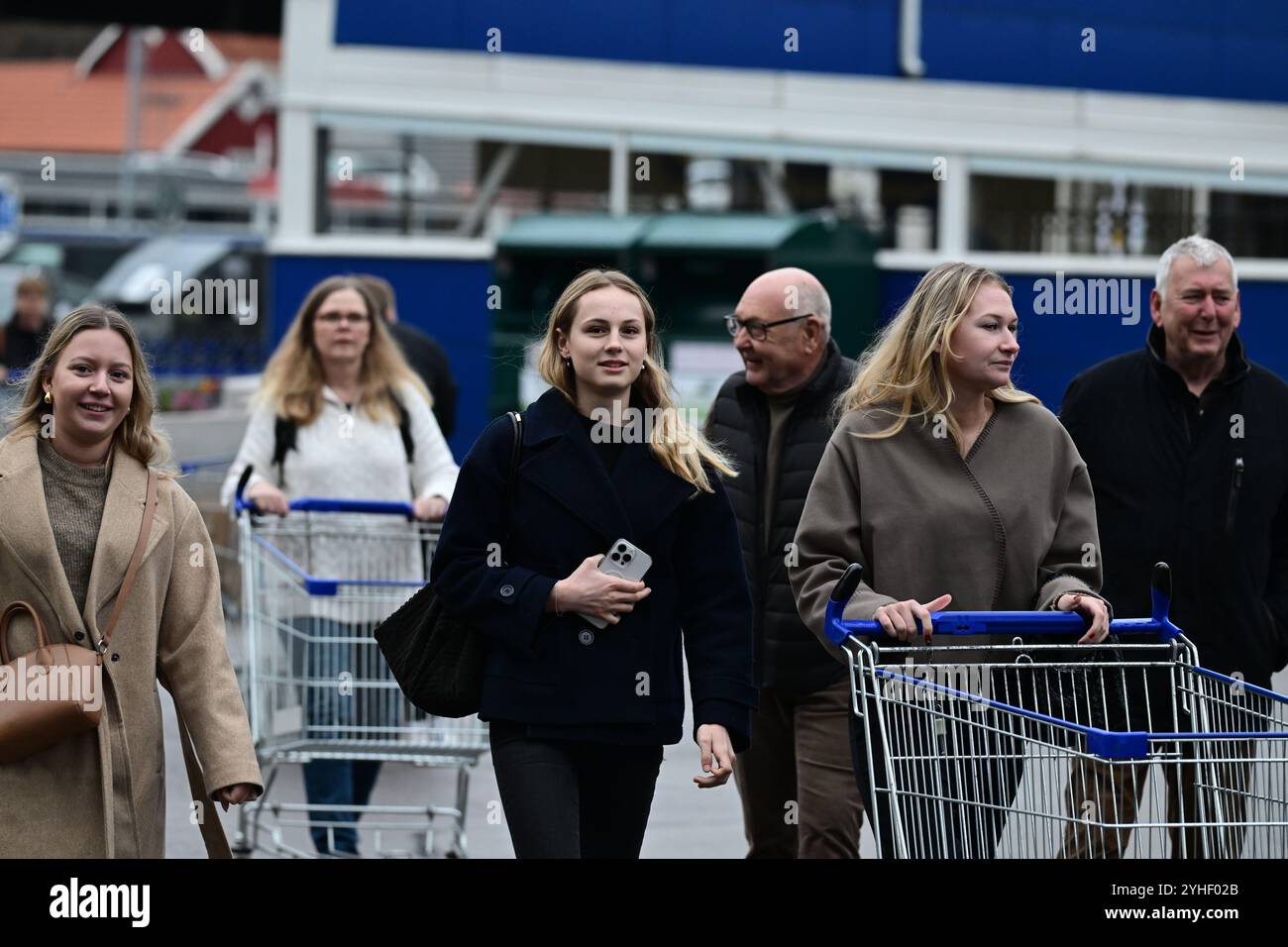 Ullared, Halland, Sweden. November 11 2024. Customers outside of Gekås ...