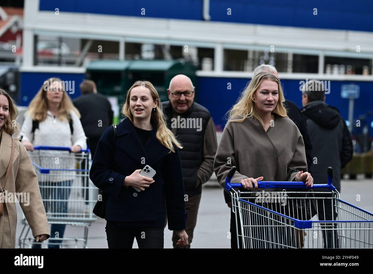 Ullared, Halland, Sweden. November 11 2024. Customers outside of Gekås ...
