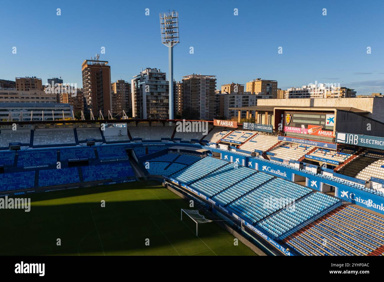 Aerial view of the La Romareda stadium, currently under renovation ...