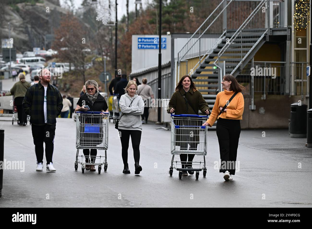 Ullared, Halland, Sweden. November 11 2024. Customers outside of Gekås ...