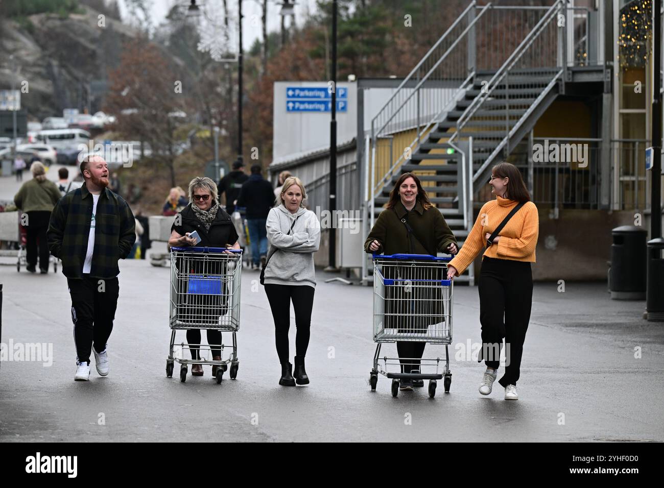 Ullared, Halland, Sweden. November 11 2024. Customers outside of Gekås ...