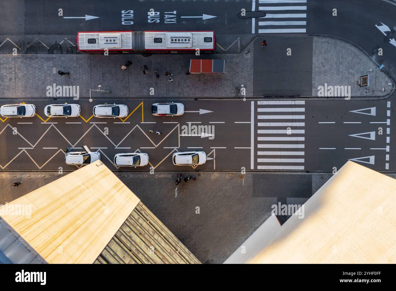 Aerial view of taxi and bus stop outside Zaragoza–Delicias railway and ...