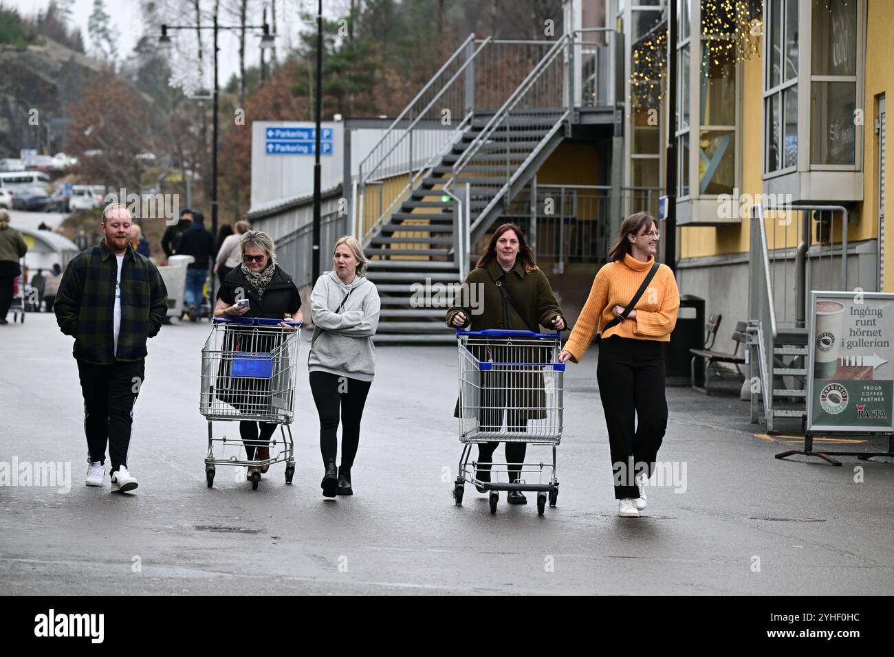 Ullared, Halland, Sweden. November 11 2024. Customers outside of Gekås ...