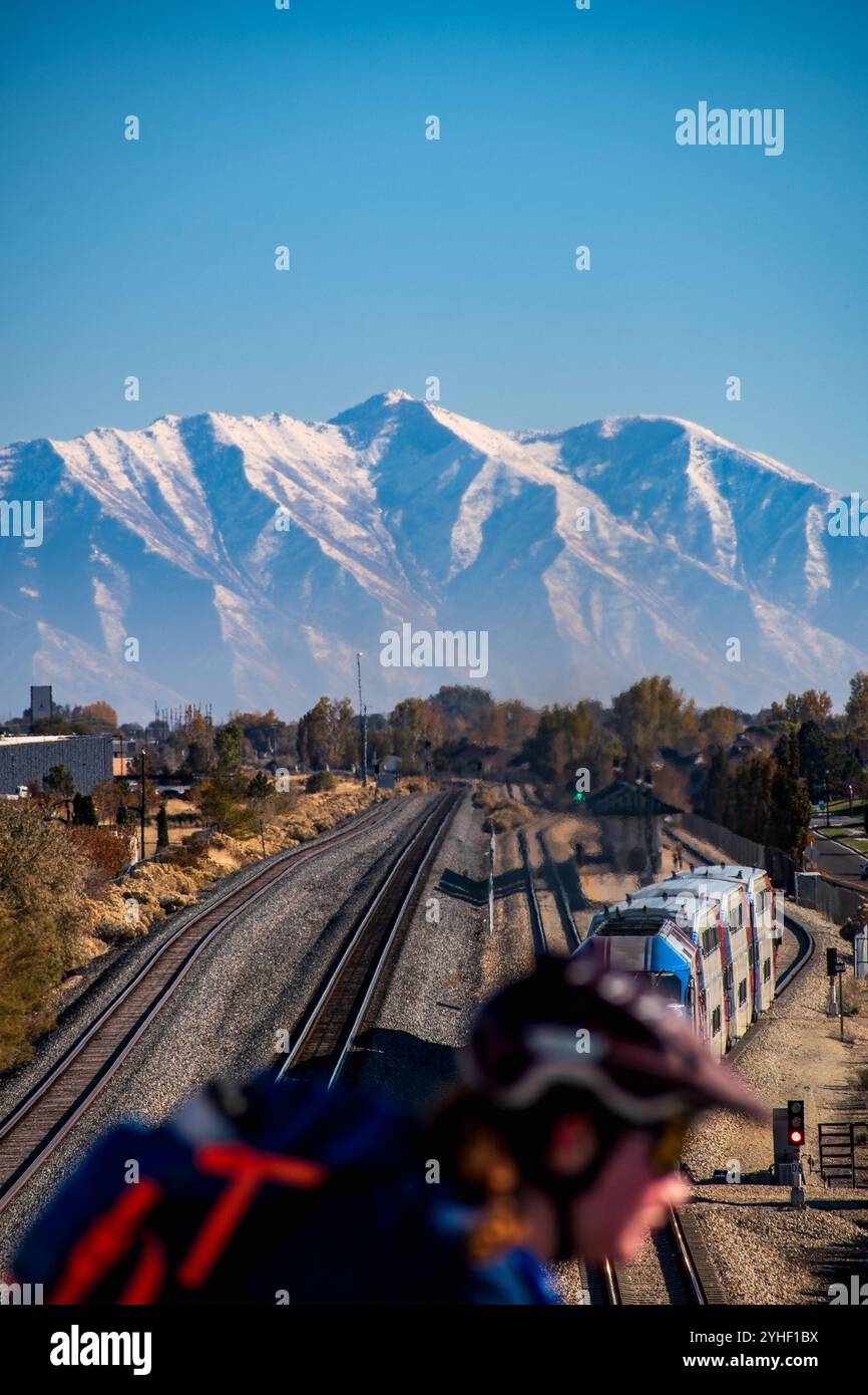 Utah Transit Authority Front Runner commuter train seen traveling from ...