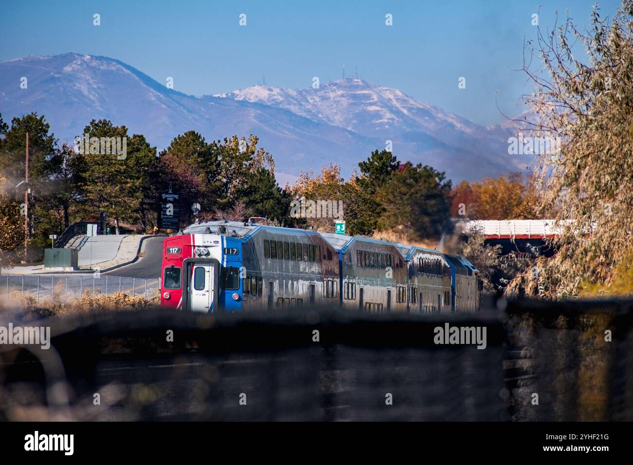Utah Transit Authority Front Runner commuter train seen traveling from ...