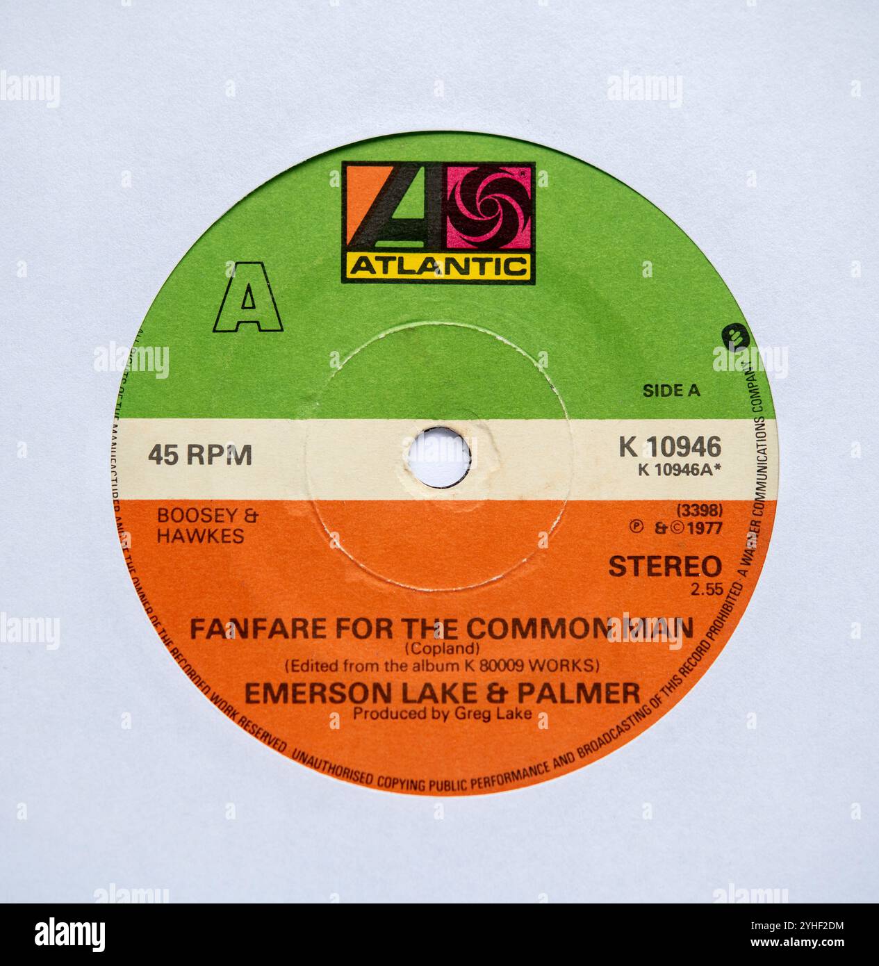 Centre label of the seven inch single version of Fanfare For the Common ...