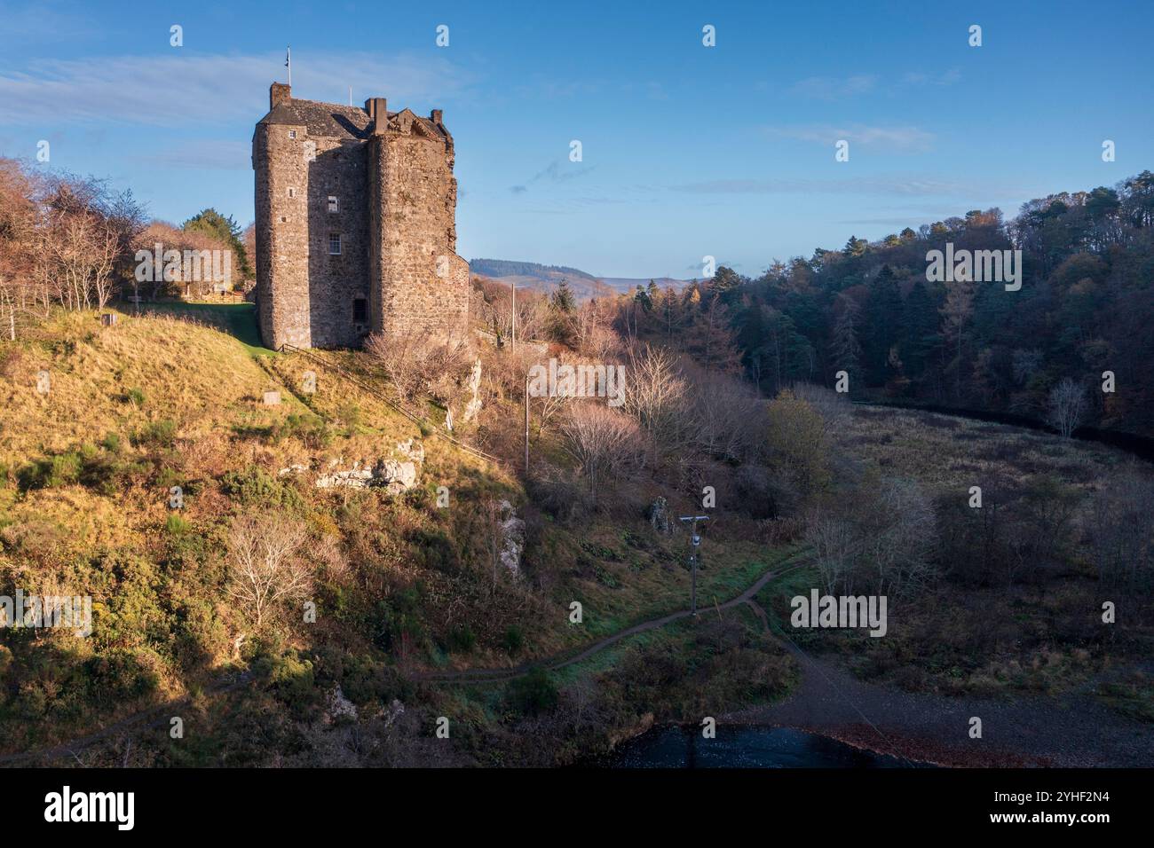 Neidpath Castle by the River Tweed near Peebles in the Scottish ...