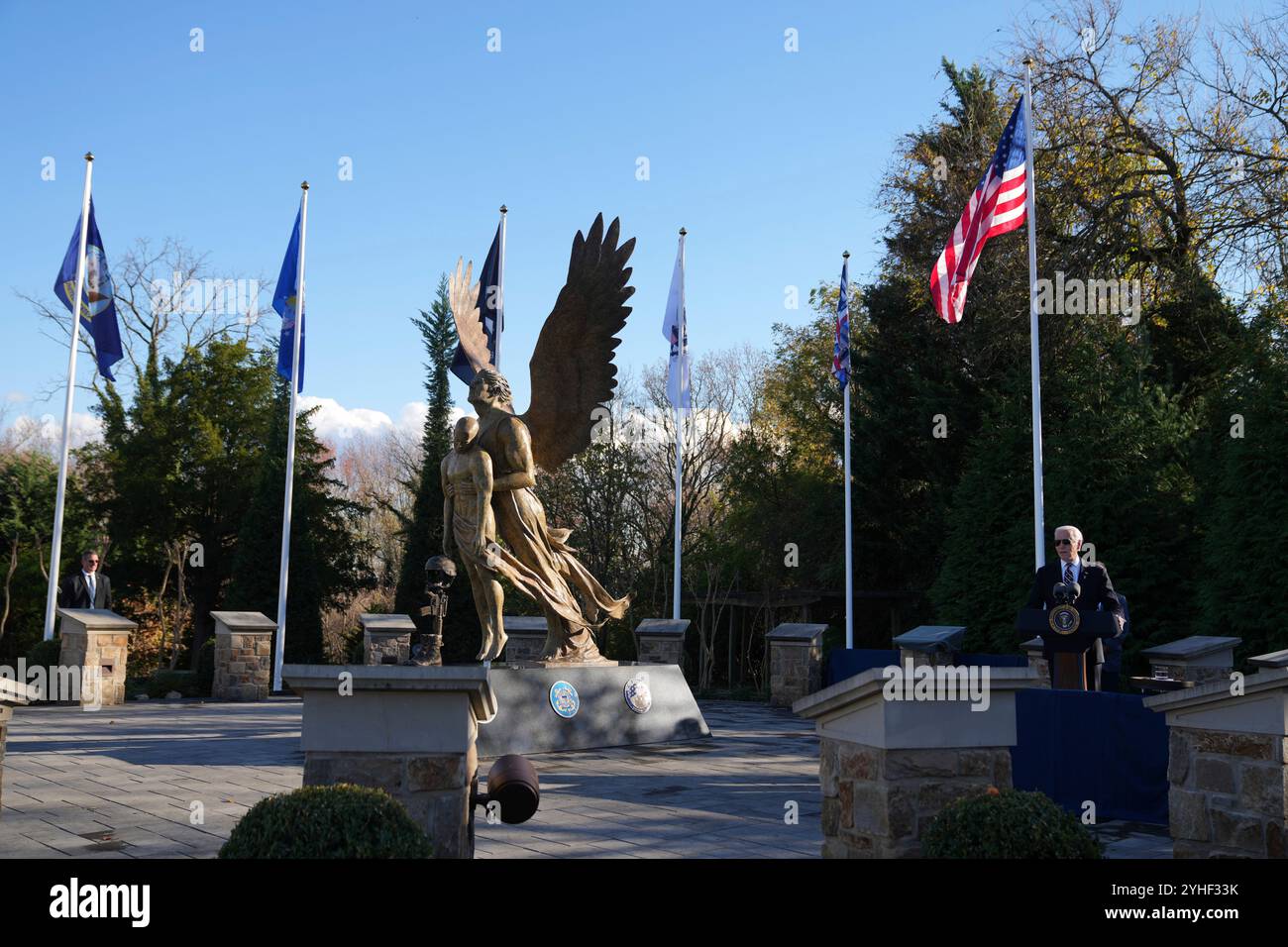 President Joe Biden speaks at Grubb-Worth Mansion, in Claymont, Del ...
