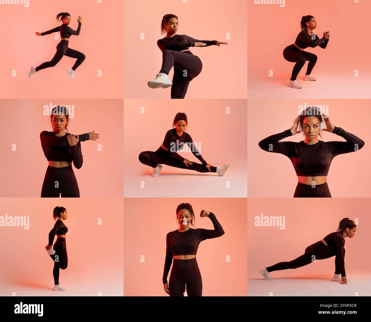 Dynamic workout routine featuring a fitness enthusiast on a pastel ...