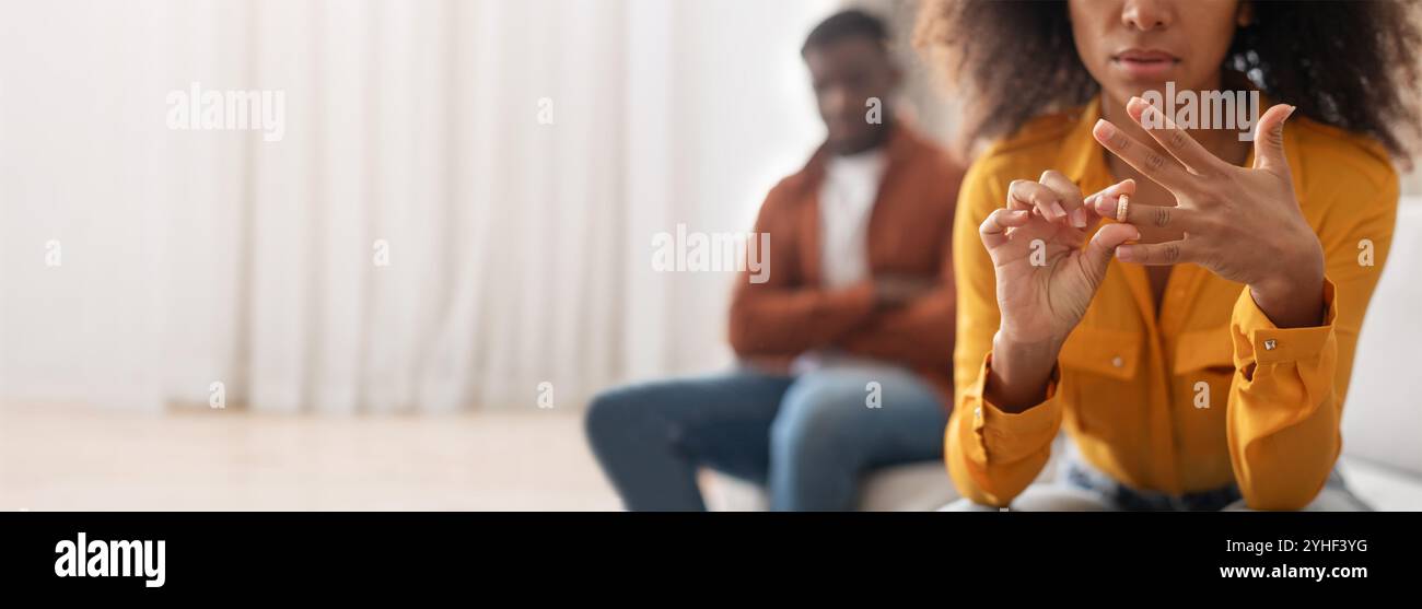Couple talks seriously at home as the woman gestures thoughtfully Stock ...