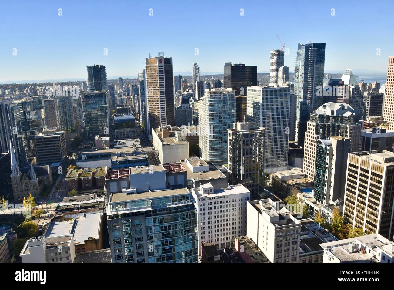 A view of the Vancouver skyline from the Vancouver Lookout, atop the ...