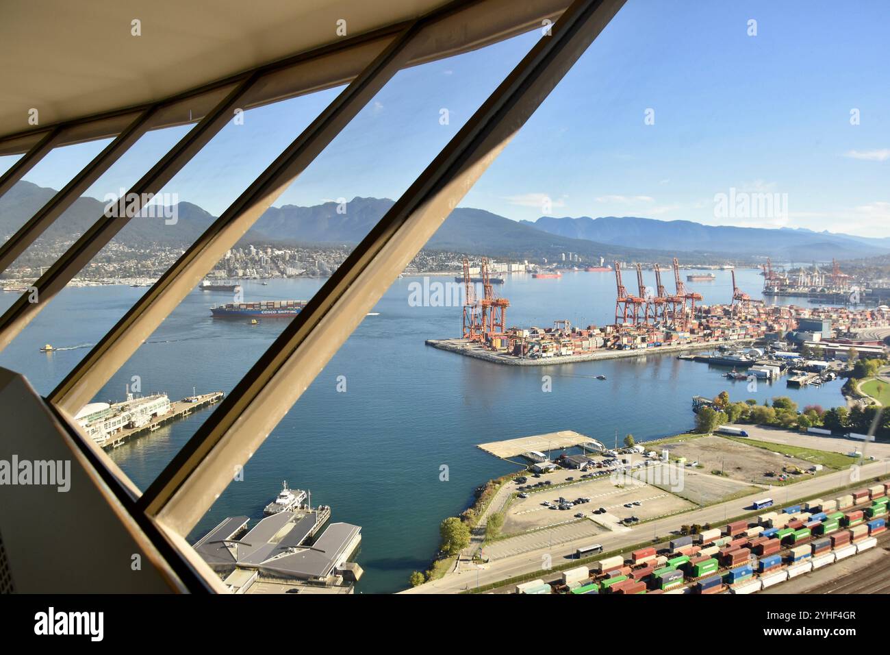 A view of the Vancouver skyline from the Vancouver Lookout, atop the ...
