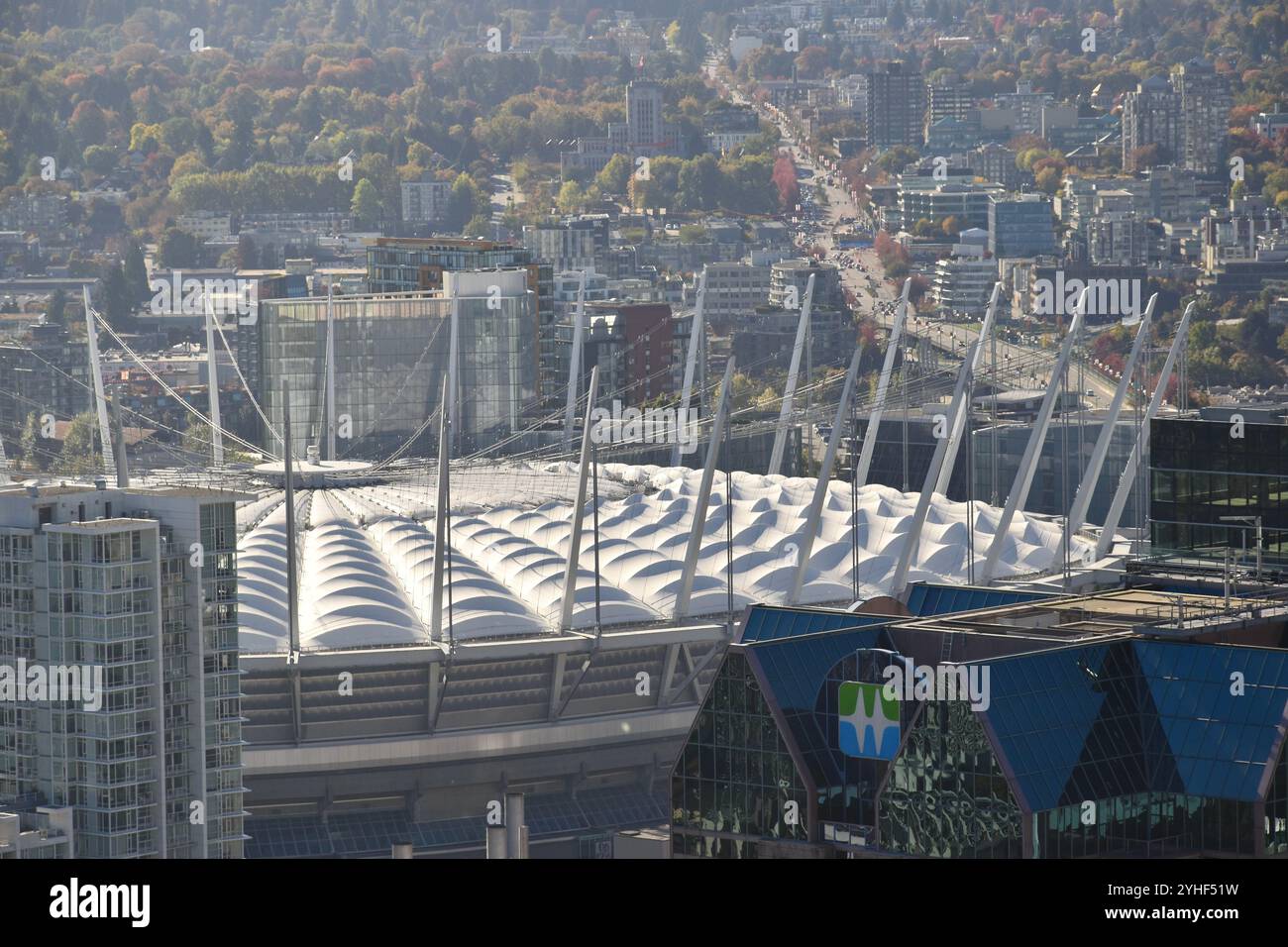 A view of the Vancouver skyline from the Vancouver Lookout, atop the ...
