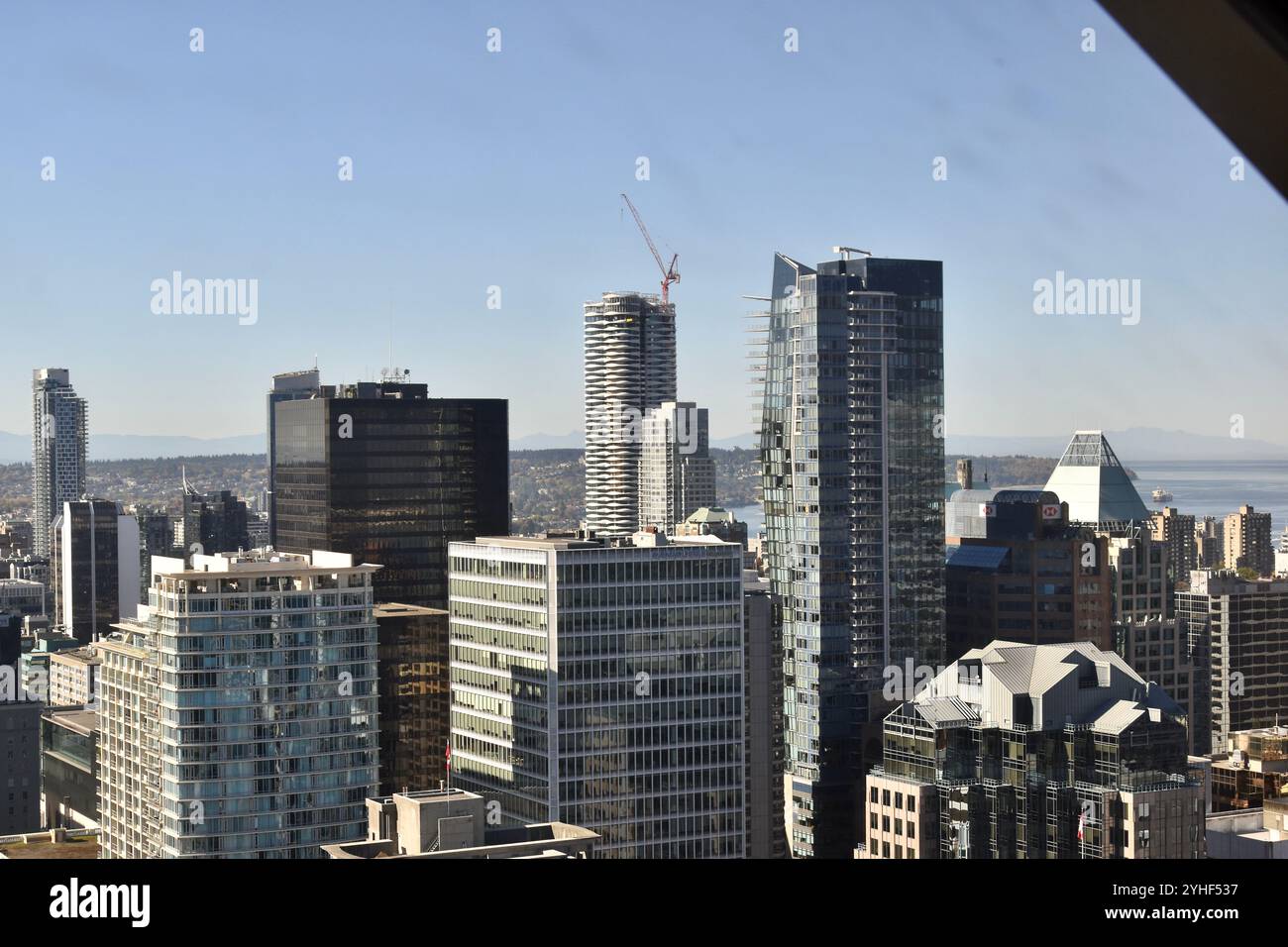 A view of the Vancouver skyline from the Vancouver Lookout, atop the ...