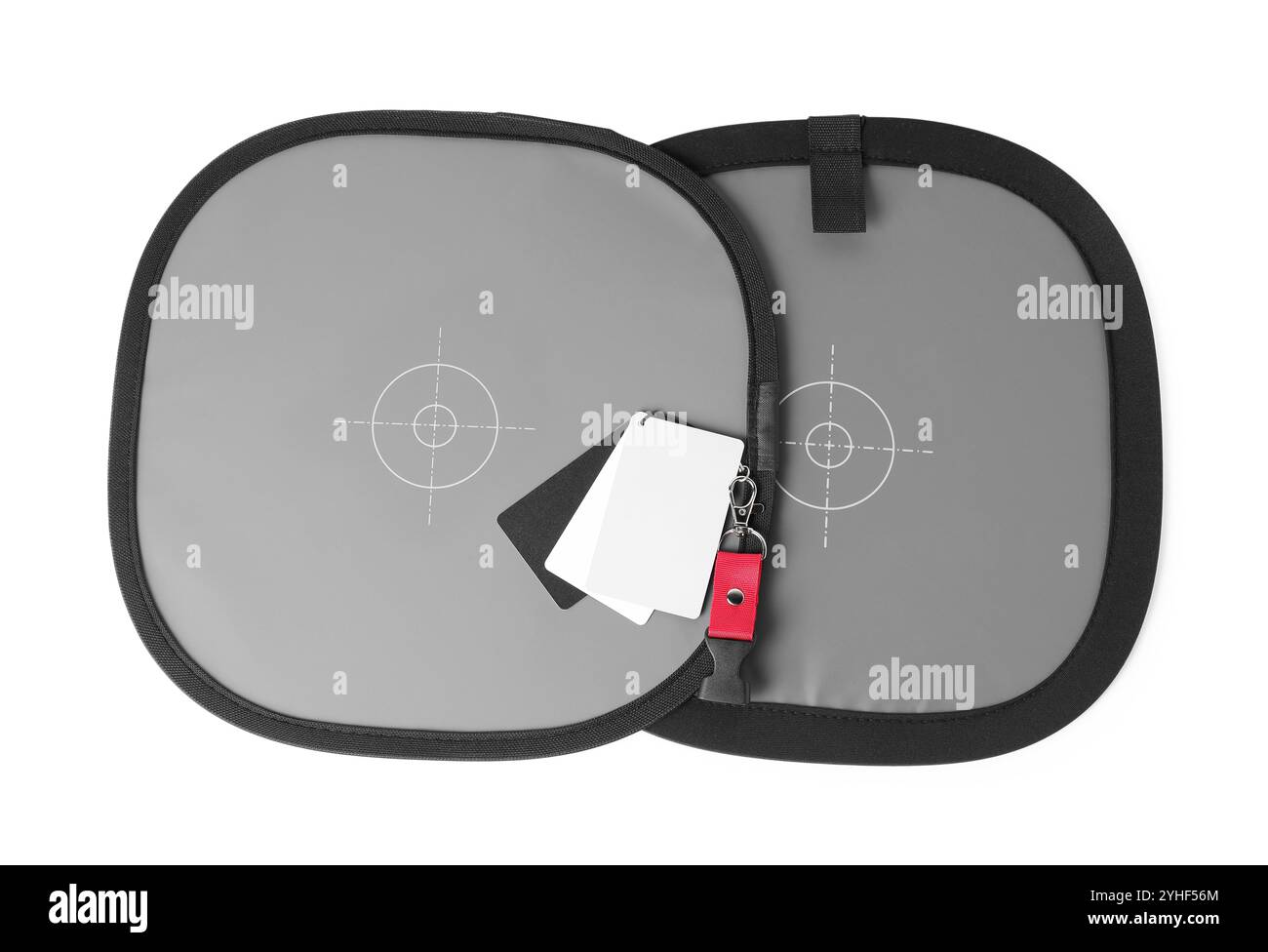 White balance calibration cards on white background, top view Stock ...