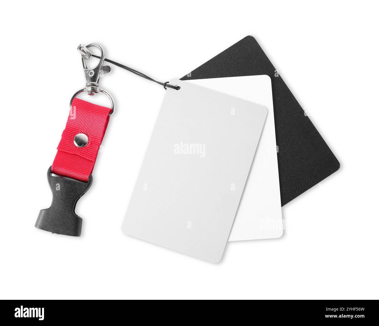 White balance calibration cards on white background, top view Stock ...